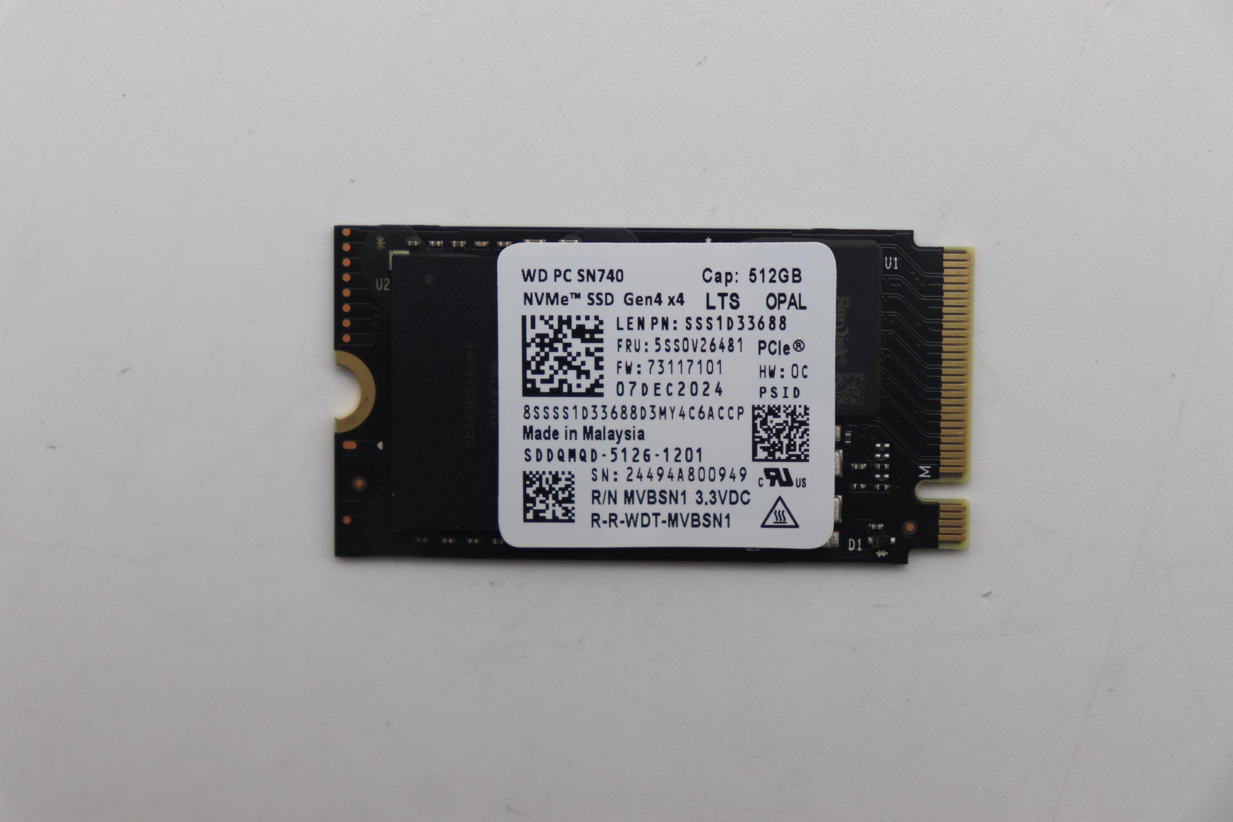 Lenovo Genuine M.2 Card 5SS0V26481 | Lenovo SSD_ASM 512G,M.2,2242