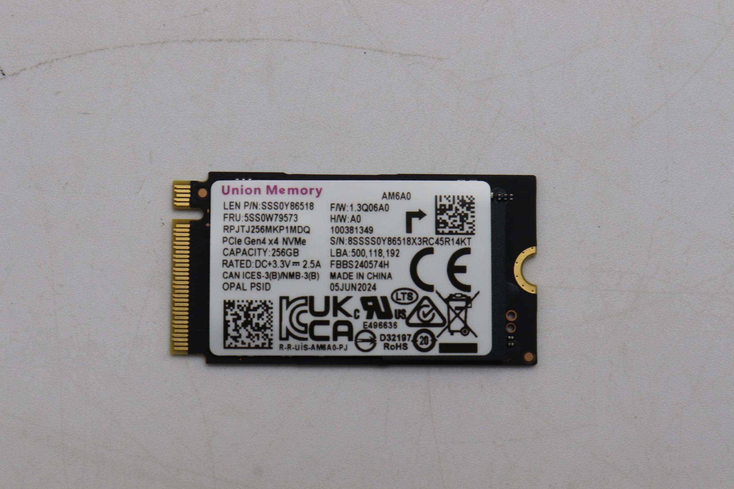 Lenovo Genuine M.2 Card 5SS0W79573 | Lenovo SSD_ASM 256G,M.2,2242