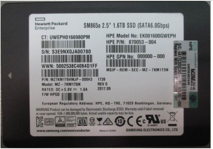 HPE Genuine P02880-001 | SPS-DRV SSD 1.6TB SFF SATA WI RW NHPE DS